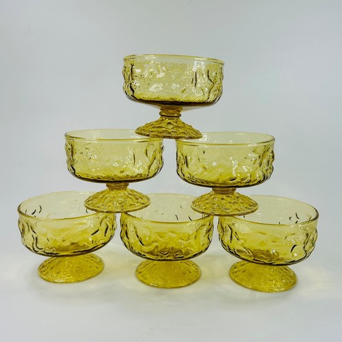 Anchor Hocking Lido Milano Textured Amber Footed Dessert Sherbet Cups ...