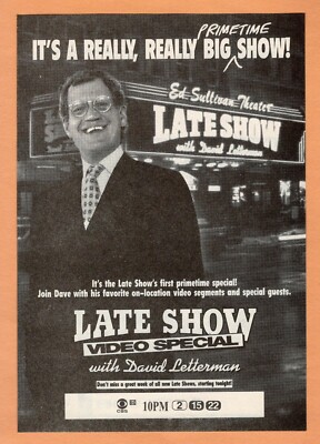 1994 CBS TV AD ~ DAVID LETTERMAN LATE SHOW Ed Sullivan Theater Prime | eBay
