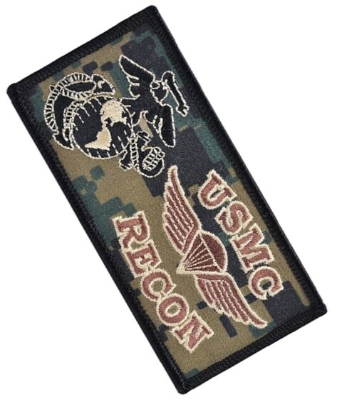 Marine Corps Patch USMC RECON on Woodland Digital w Tan EGA 4 1/8" USMC ...