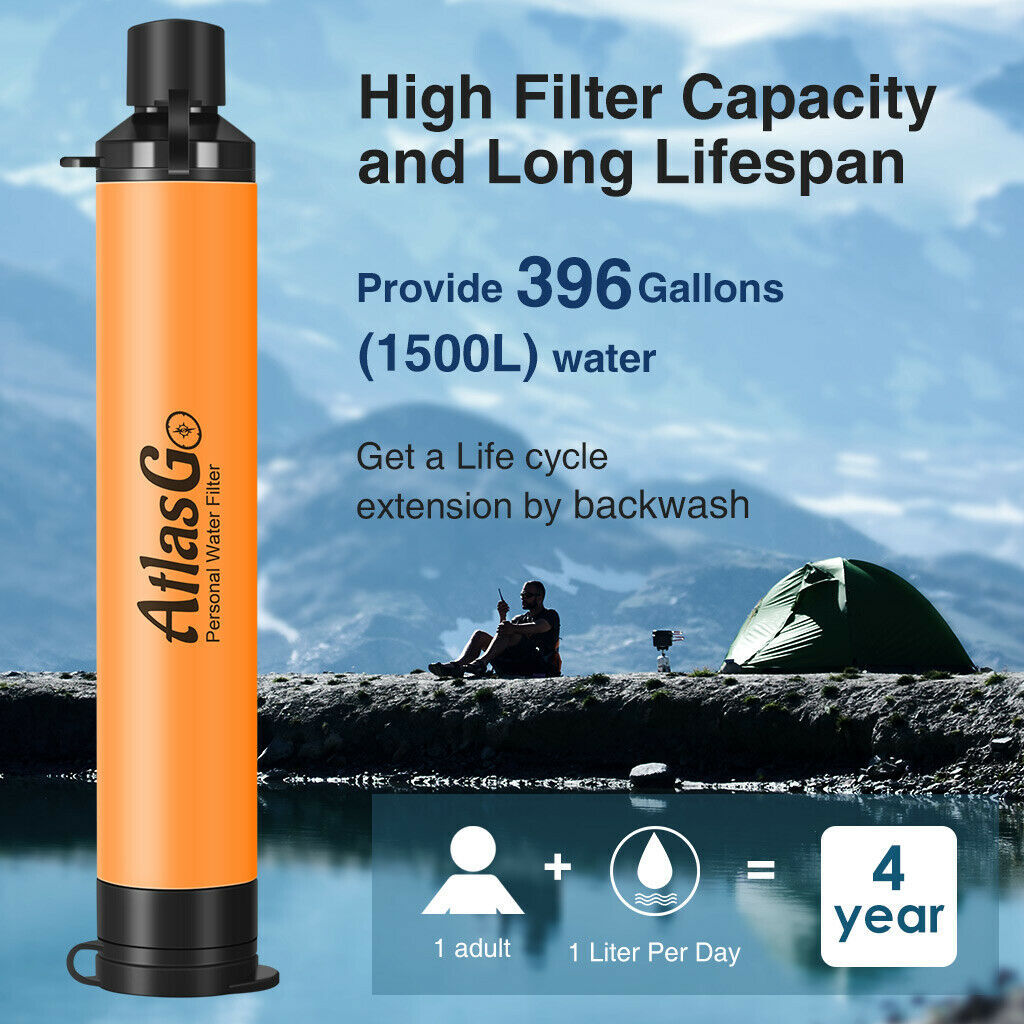 3x Water Filter Straws Camping Water Purification Portable Water Filter ...