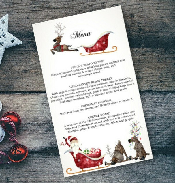 Santa & Rudolph Personalised Christmas Lunch/Dinner Menu Cards | eBay UK
