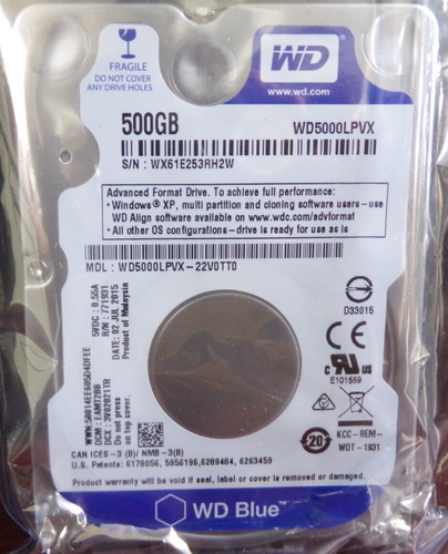 Western Digital WD5000LPVX-22V0TT0 2.5" SATA3 500GB 5400RPM Hard Drive ...