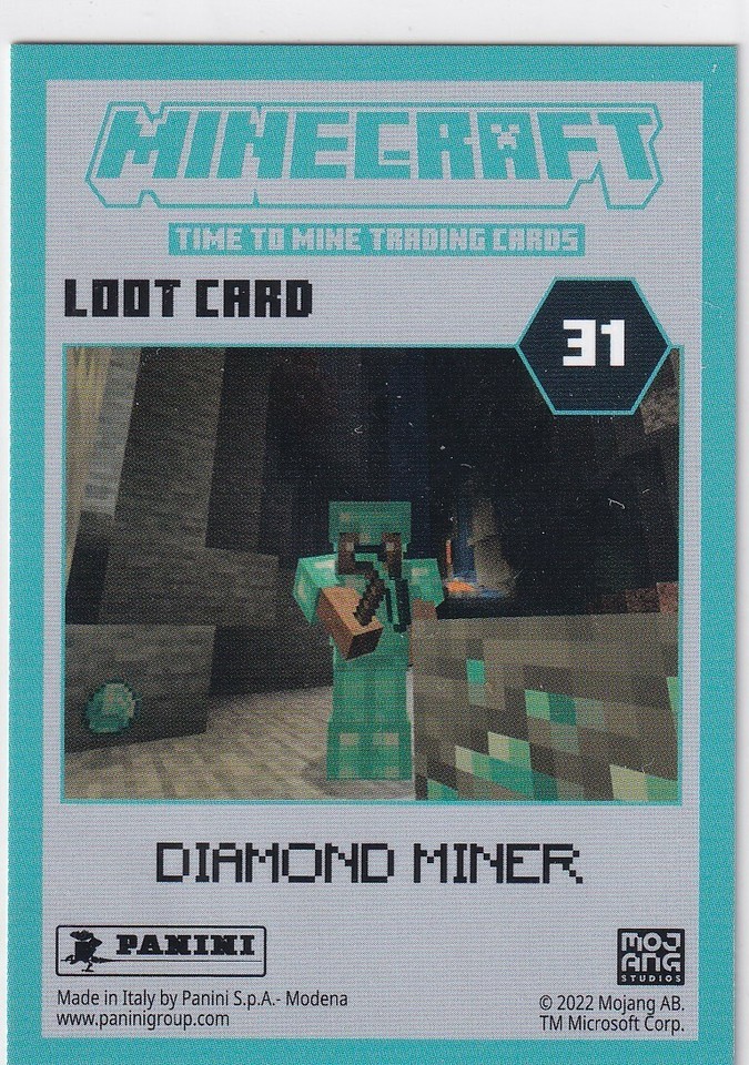 Panini Minecraft Time To Mine Trading Cards Card No. 31 Diamond Miner ...