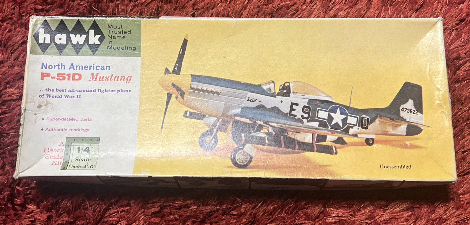 1964 Hawk North American P-51D Mustang 1/4" Scale 546-130 Model Kit FS ...