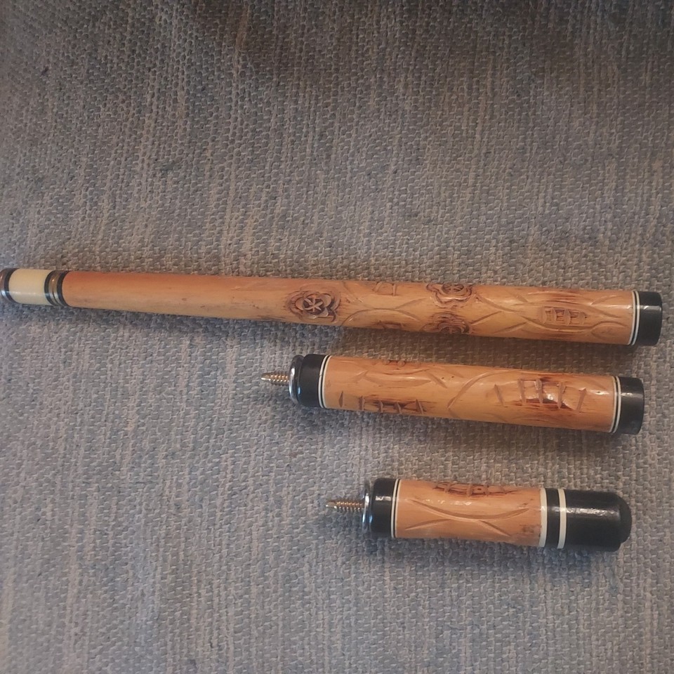 Vintage lower Pool Cue Carved w/ Weights | eBay