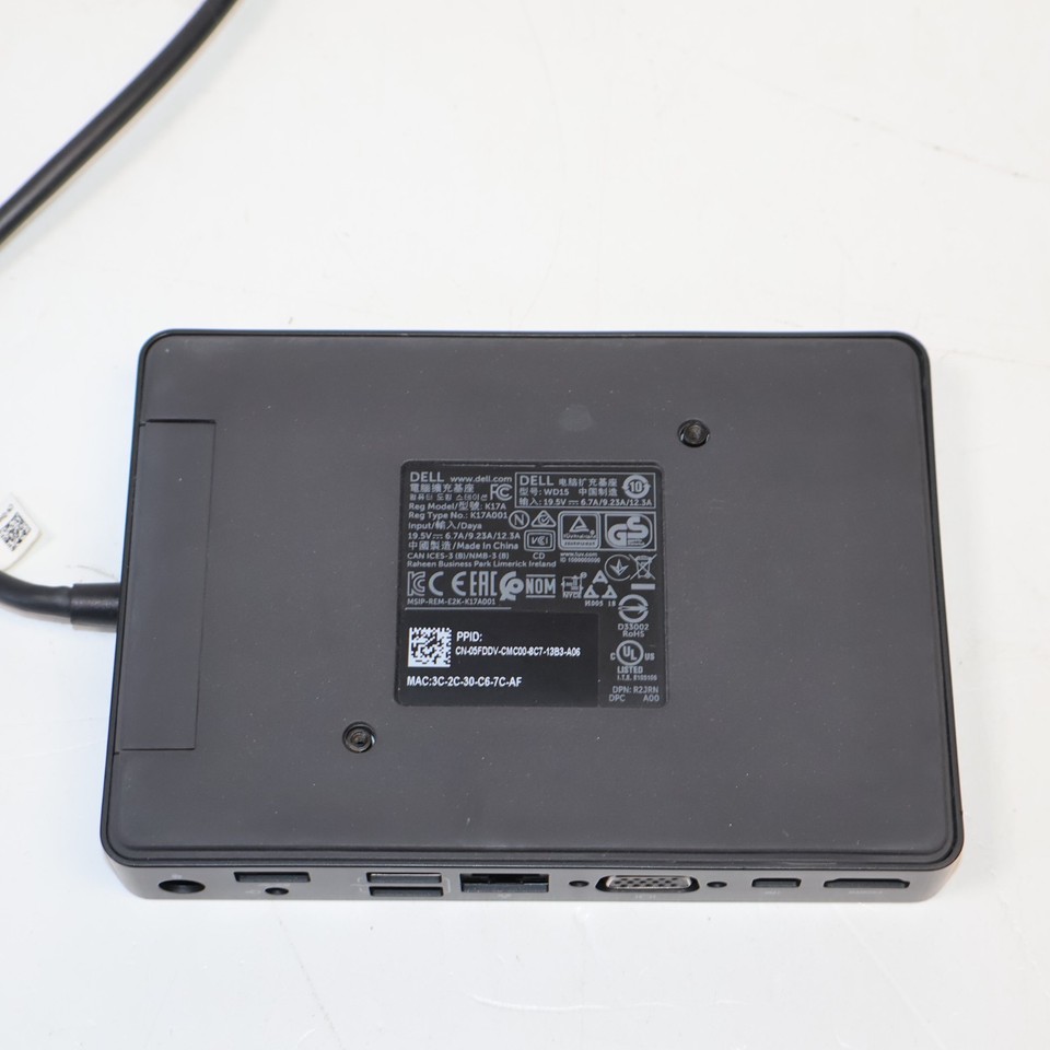 Dell WD15 K17A Docking Station USB-C – w/ 130W Genuine Dell Charger ...