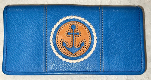 NWOT New WithOut Tags BRIGHTON Blue Water Leather Slim Wallet Anchor ...