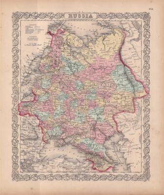 1856 ANTIQUE COLTON'S ATLAS OF THE WORLD-MAP OF RUSSIA-HAND COLORED | eBay