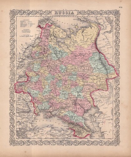 1856 ANTIQUE COLTON'S ATLAS OF THE WORLD-MAP OF RUSSIA-HAND COLORED | eBay