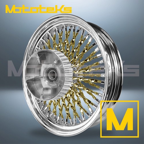 18X5.5 CALI FAT SPOKE WHEEL 52 STAINLESS 24K GOLD HARLEY TOURING REAR ...