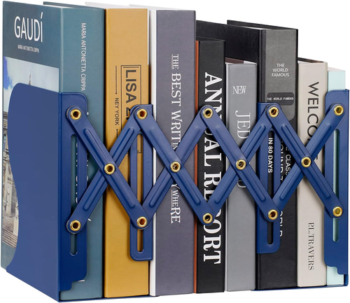 Adjustable Bookends, Heavy Duty Metal Book Ends, Expandable Bookcase ...