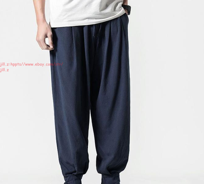 Buddhist Zen Martial Arts Cotton Linen Pants Unisex Shaolin Monk Kung ...