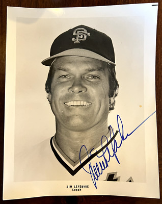 SAN FRANCISCO GIANTS TEAM ISSUED JIM LEFEBVRE AUTOGRAPH B & W 8 X 10 ...