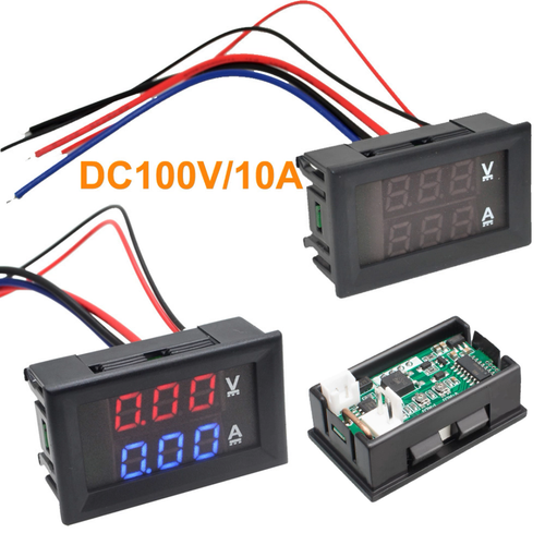 5pcs LED DC 100V 10A Dual Display Digital Voltmeter Ammeters Voltage ...
