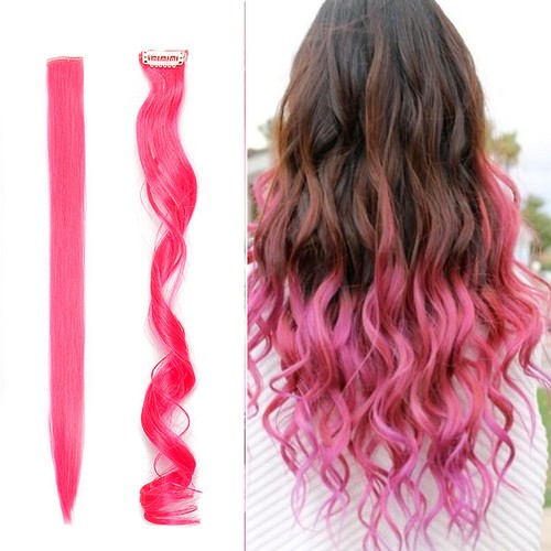 10 peices Highlight Clip In Colored Hair Extension Color Strip Straight ...