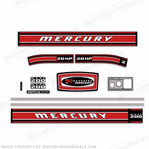 Fits Mercury 1969 20hp Outboard Decal Kit - Reproduction In Stock! 20 ...