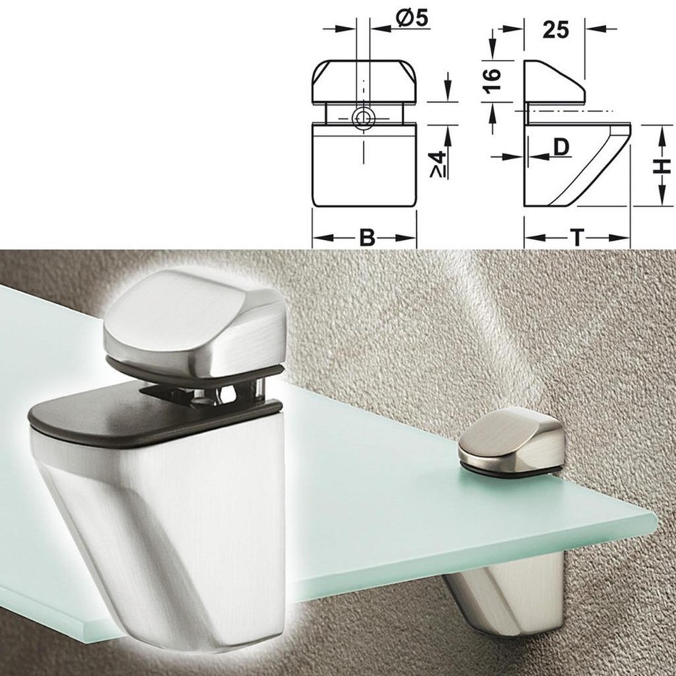 Hafele Shelf Support Polished Chrome Brackets Clamps For Glass & Wooden ...