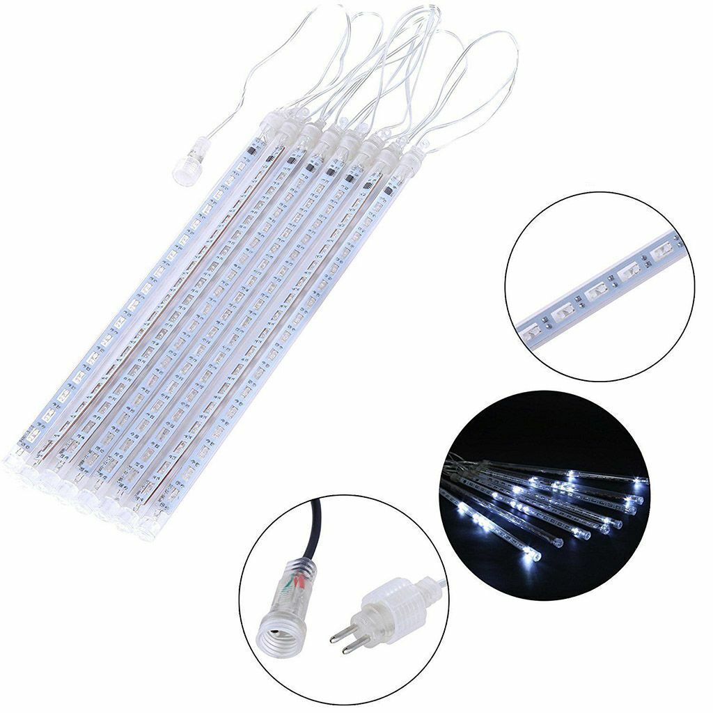 144/384 LED Lights Meteor Shower Rain 8 Tube Tree Outdoor Light Lamp ...