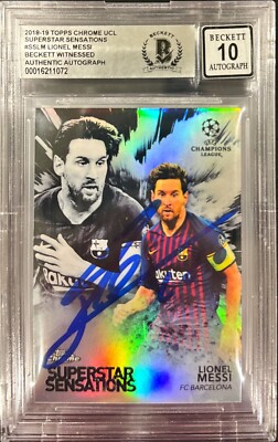 LIONEL MESSI - 2018-2019 TOPPS CHROME SS SENSATIONS- BGS 10 AUTO ...