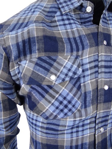 Mens Plaid Flannel Shirt Western Snap Up Flap Chest Pockets Soft 100% ...