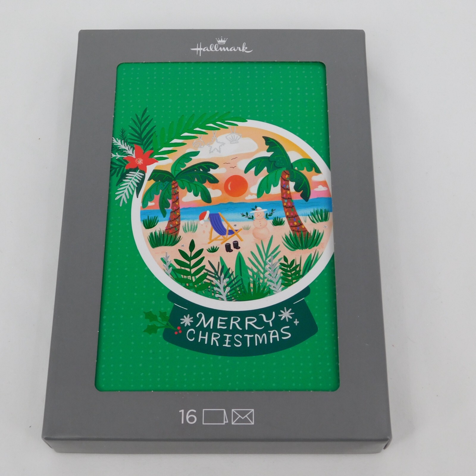 Hallmark Merry Christmas Cards Box of 16 New Snow Globe Beach Sand ...