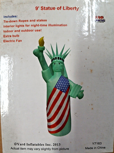 9' STATUE OF LIBERTY Green Air Blown Self-Inflatable Lighted Patriotic ...