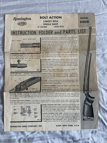 Vintage Remington Rimfire Model 540X Owners Manual - Fragile | eBay