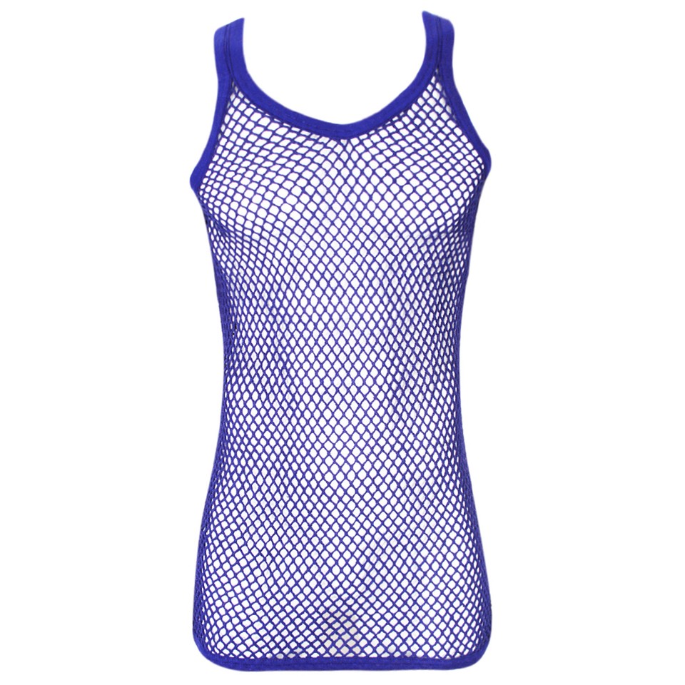 New Mens String Mesh Vest Fitted 100% Cotton Gym Training Tank Top !!US ...