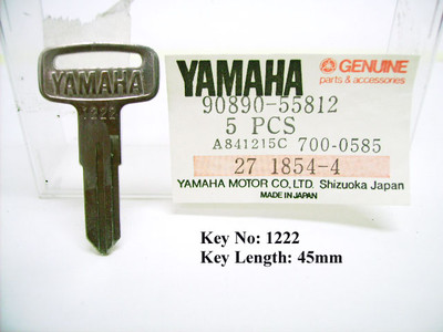 Yamaha Genuine Blank Key 1222 NOS 90890-55812 Main Switch, Seat, Helmet ...