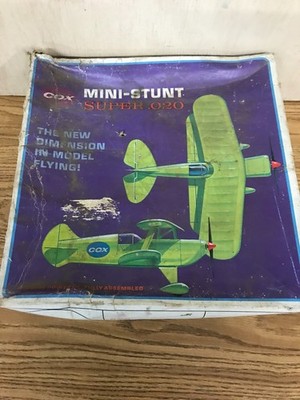 cox mini-stunt super 020 lime green gas powered control line airplane w ...