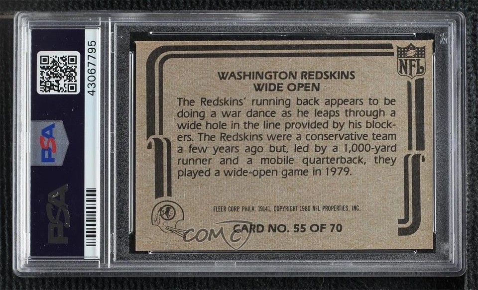 1980 Fleer Team Action Washington Redskins Wide Open #55 PSA 8 0nr3 | eBay