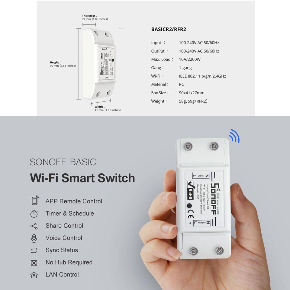 Sonoff Basic Smart Home WiFi Wireless Switch Module For IOS Android APP ...