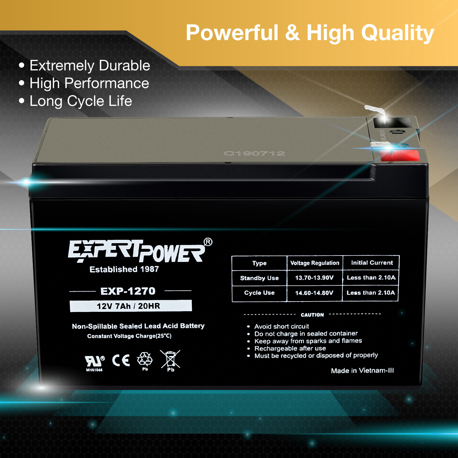 Expert Power 2 Pack-12v 7ah UPS Battery replaces 7ah Enduring CB7-12 ...