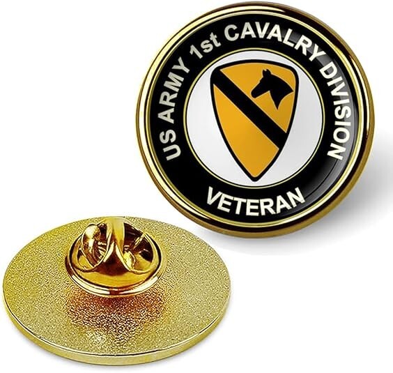 Gold U.S. Army 1st Cavalry Division Veteran Lapel Pin Tie Suit Shirt ...