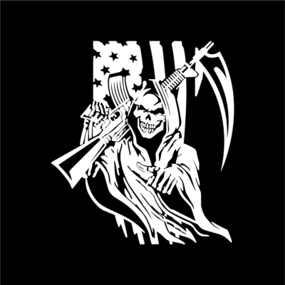 Grim Reaper With A Gun Art Video Gamepad Holding A Spooky Grim Reaper