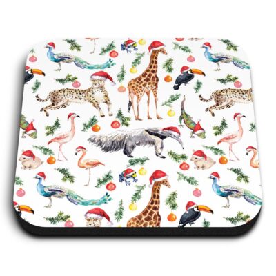 1x Square Fridge MDF Magnet Tropical Christmas Animals Pattern #170122 ...