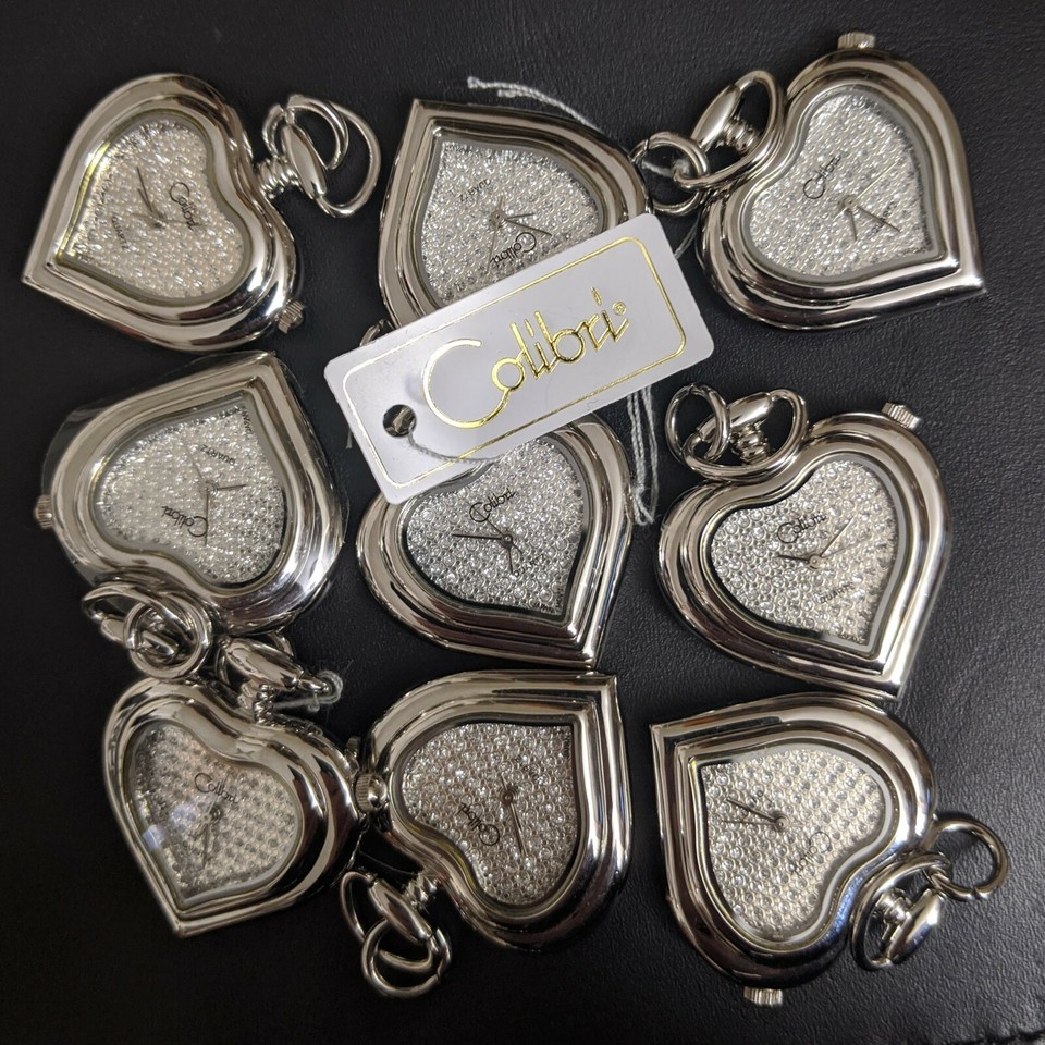 Colibri silver sparkle heart pendant watch clock PLW 90053J Japan ($60 ...