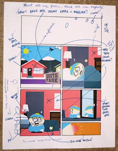 SOUTH PARK COMIC PRODUCTION ART/PROOF WITH EDITOR'S NOTES PAPER SIZE 11 ...