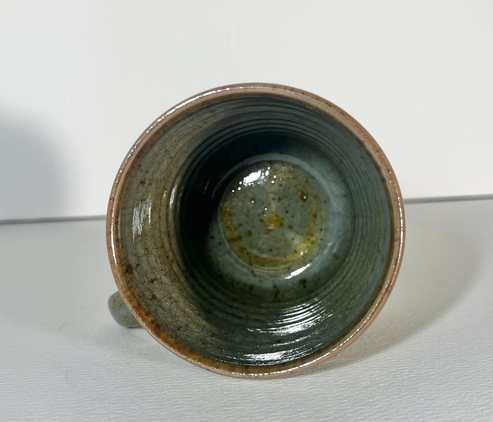 2021 Florian Gadsby Espresso cup, dark green crackle glaze with potter ...