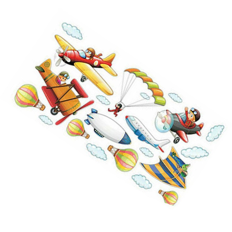 Cartoon Wall Stickers Airplane Graffiti Decals Wall Decoration | eBay UK