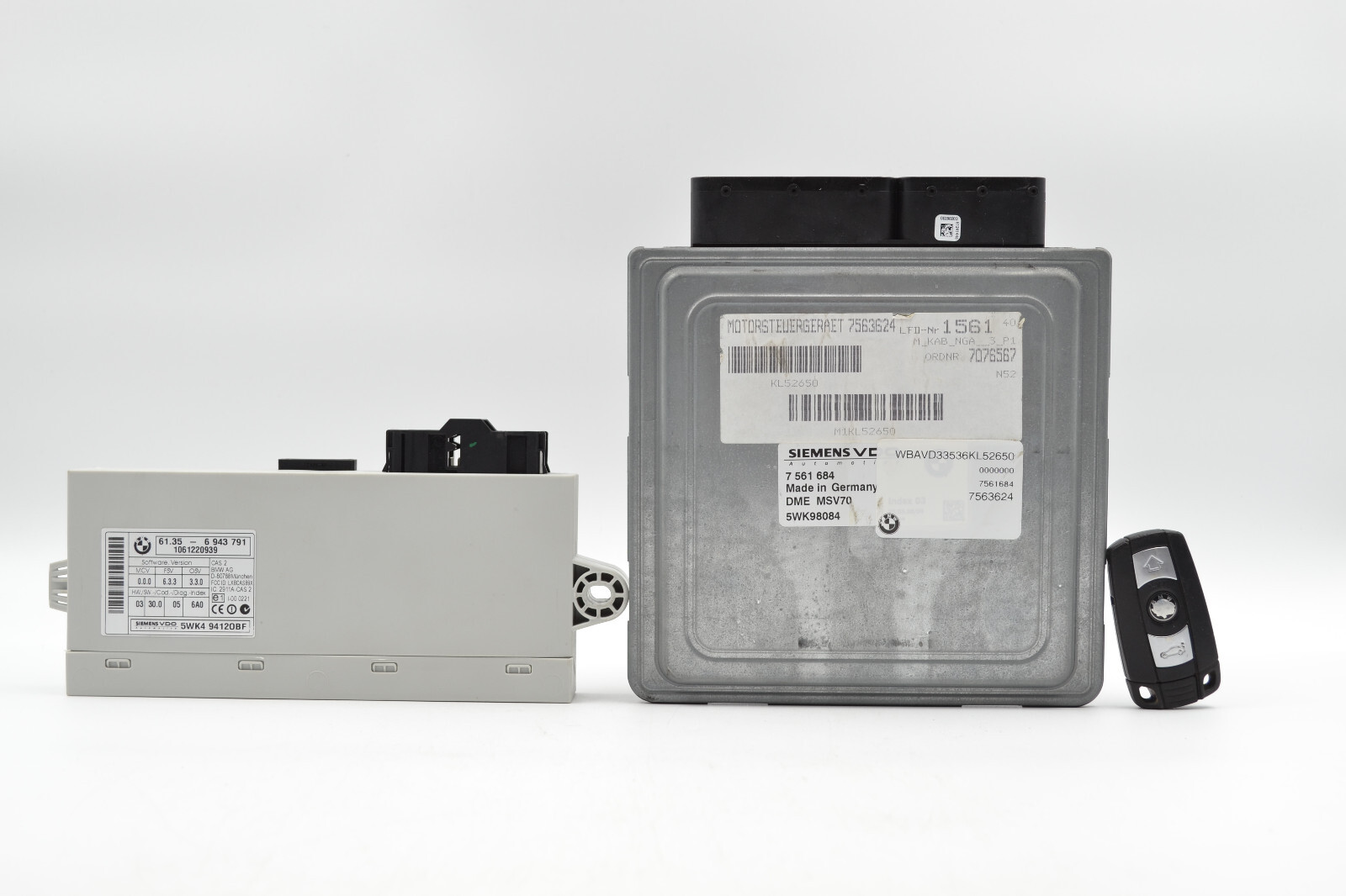 2006 BMW E90 330xi N52 M/T ENGINE CONTROL UNIT ECM ECU CAS IGNITION KEY ...