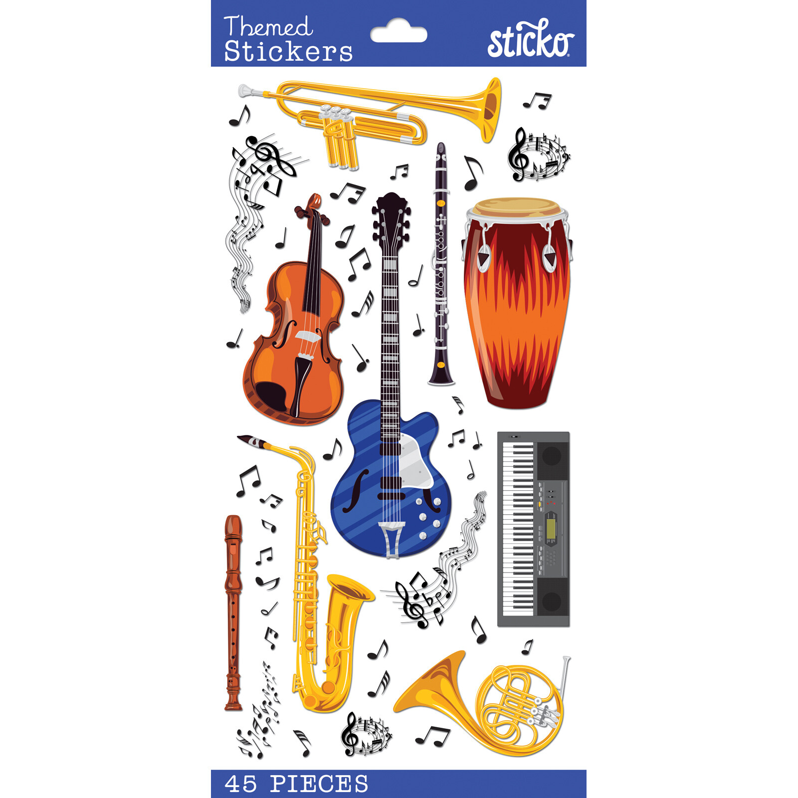Sticko Stickers Music Instruments Violin Flute Horn Trumpet Guitar ...
