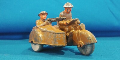 Vintage BARCLAY MANOIL Lead Toy SOLDIER MOTORCYCLE SIDECAR MACHINE Gun ...