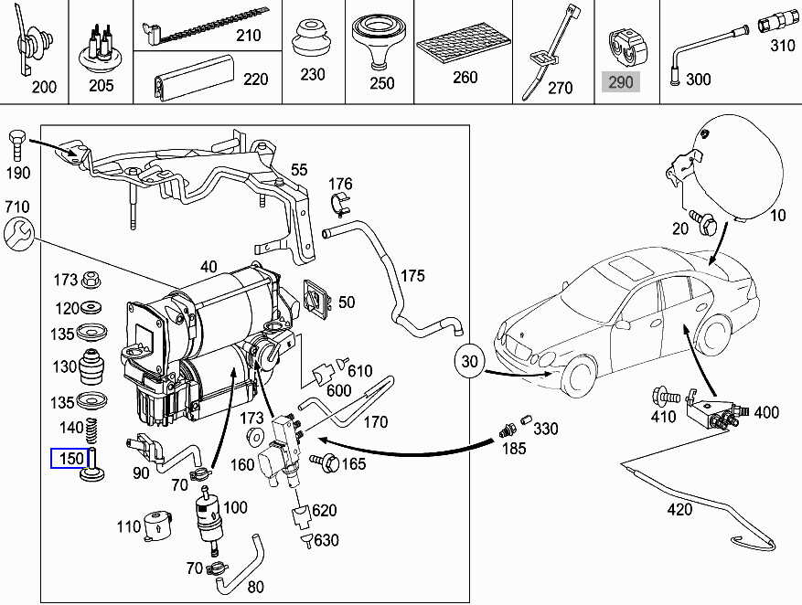 Mercedes Air Suspension Compressor Mounting Stud Sleeve A2203270253 New ...