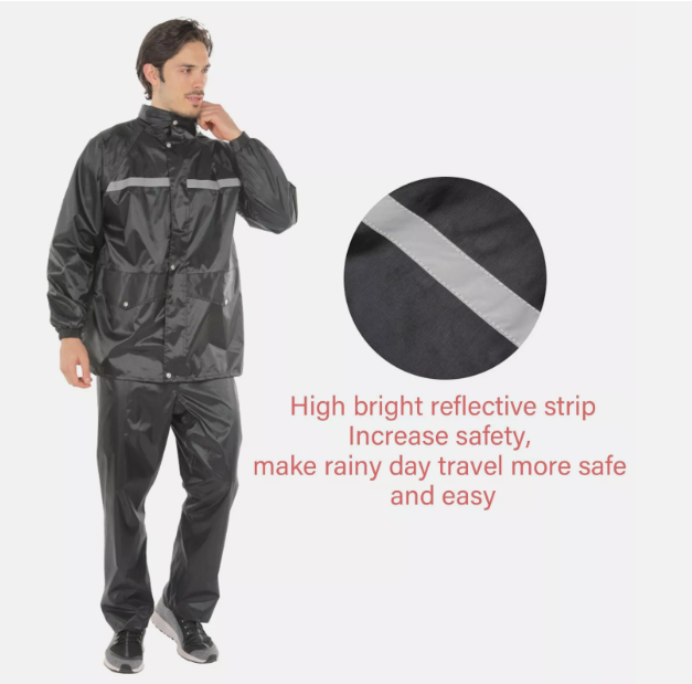 Mens Rain Suits Waterproof Heavy Duty Raincoat Safety Jacket Pants Rain ...