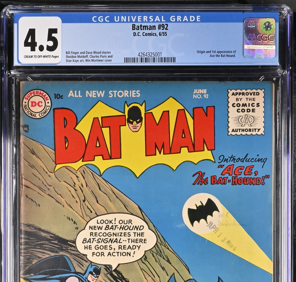 BATMAN #92 CGC 4.5 1955 • ACE THE BAT-HOUND 1ST APPEARANCE • GOLDEN AGE ...