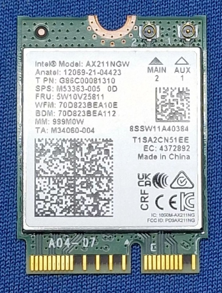 Intel AX211NGW WiFi 6E/Bluetooth 5.3 M.2 Socket E NGFF Card (Rare VPRO ...