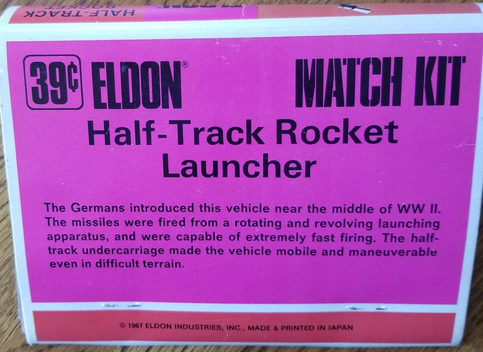 Eldon Match Kit, Ho Scale 1/87 WW2 Half Track German Rocket Launcher | eBay