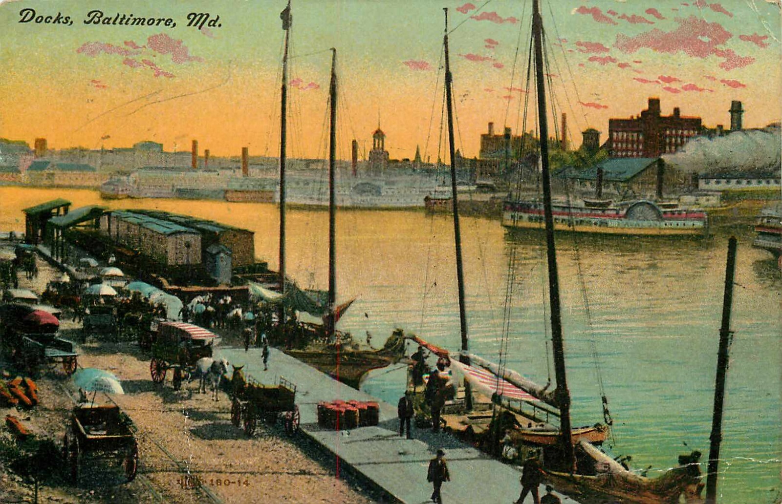 Postcard Baltimore Docks MD Steamer 1917 | eBay