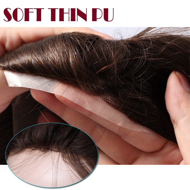 INVISIBLE Remy Human Hairline Hair System For Bald Men Wig Toupee ...